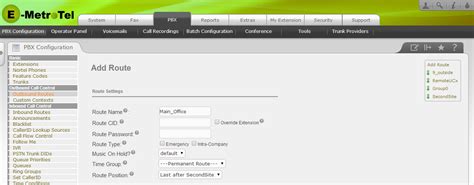 Srg Main Office Outbound Route Documentation E Metrotel