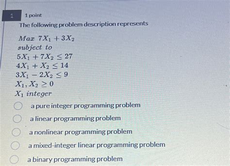 Solved 1 1 ﻿pointthe Following Problem Description