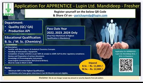Freshers Lupin Hiring For Quality Qc Qa Production Api