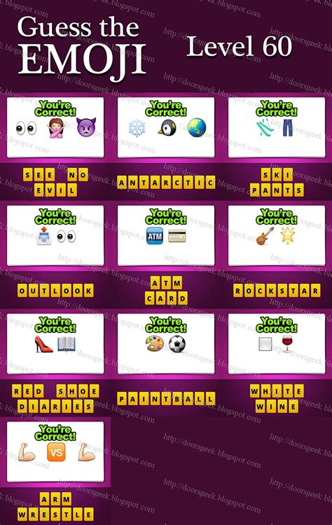 Guess The Emoji Level 60 Answers And Cheats Doors Geek
