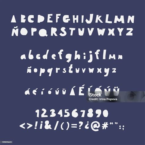 간단한 귀여운 필기 알파벳 대문자와 소문자와 숫자 스페인어 기호가 포함되어 있습니다 벡터 Abc 라틴어 당신의 디자인을 위해 0명에 대한 스톡 벡터 아트 및 기타 이미지
