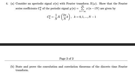 solved 4 a consider an aperiodic signal x n with fourier