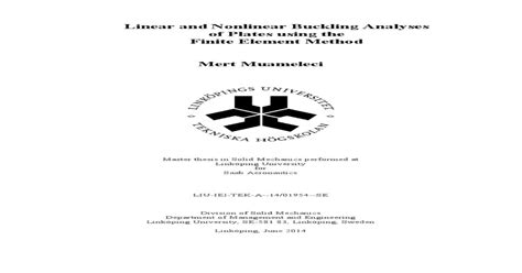 Download Pdf Linear And Nonlinear Buckling Analyses Of Plates Using
