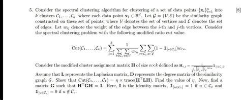 Solved 8 5 Consider The Spectral Clustering Algorithm For