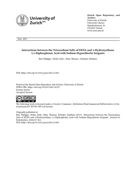 Edta Hedp Zuri̇ch Pdf Ethylenediaminetetraacetic Acid Chemical