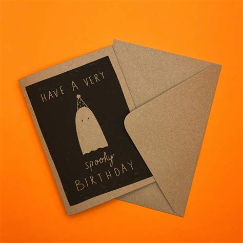Spooky Ghost Birthday Card Haunted Birthday Halloween Party Happy