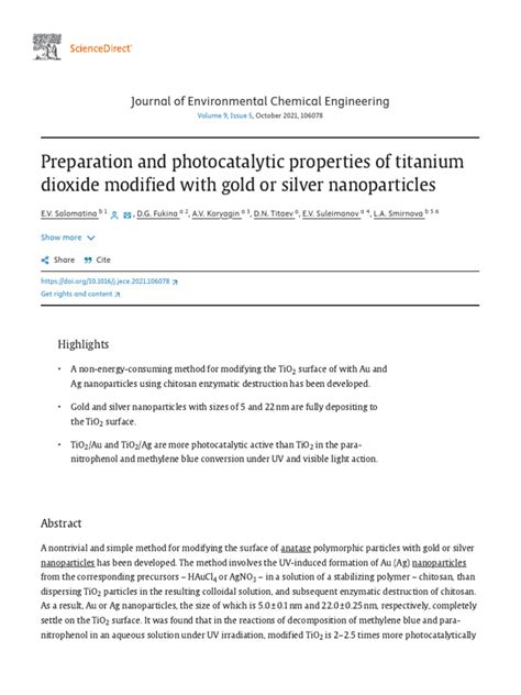 Preparation And Photocatalytic Properties Of Titanium Dioxide Modified With Gold Or Silver
