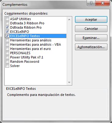 Add in para manipulación de texto en Excel Sergio Alejandro Campos