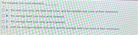 Solved The Marginal Cost Curve Intersectsa ﻿the Total Cost