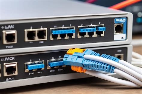 Selective Focus Ethernet Cables And Network Switching Hub Premium Ai Generated Image