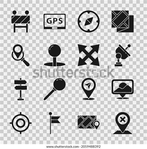 Set Location Radar Compass Push Pin Stock Vector Royalty Free Shutterstock
