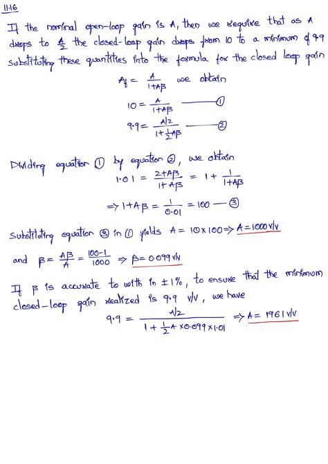 D 1116 Design An Amplifier To Have A Nominal Closed Loop Gain Of 10 V