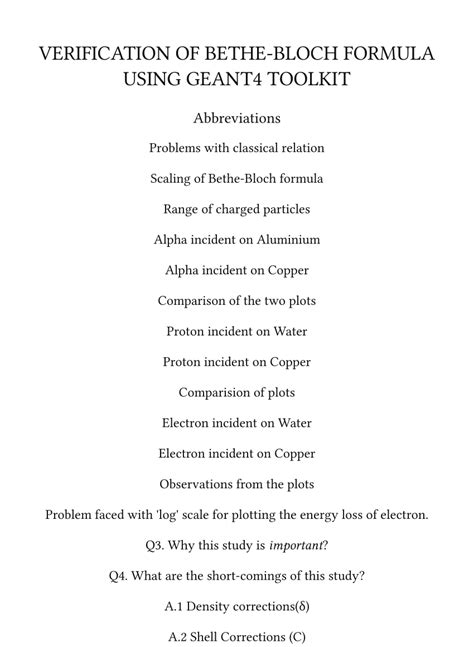 Pdf Verification Of Bethe Bloch Formula Using Geant4 Toolkit