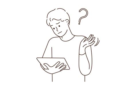 Confused Young Man Look At Tablet Screen Shocked With Unexpected Error Frustrated Guy Unhappy
