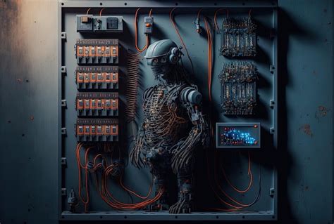 Premium Ai Image The Electrical Panel Assembly Electrician Work A Robot With Wires And Circuit