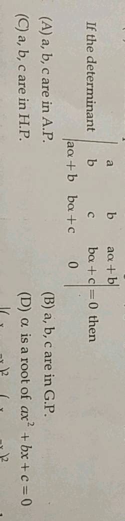 If The Determinant Begin Array C C Mathbf A And Mathbf