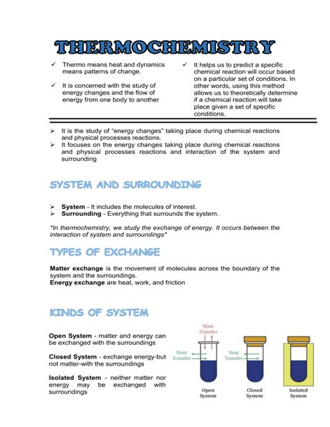 Thermochemistry Lecture Notes Energy And Reactions