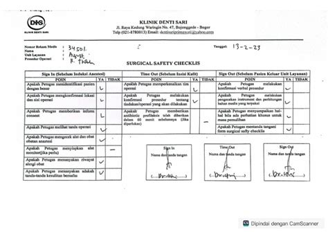 Salinan Form Bukti Surgical Safety Checklis 1 Pdf