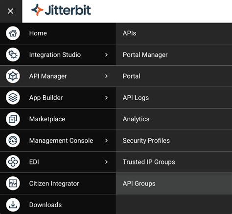 api groups page in jitterbit api manager