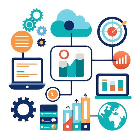 Business Data Analysis Chart With Cloud Computing Target And Globe Illustration Premium Ai