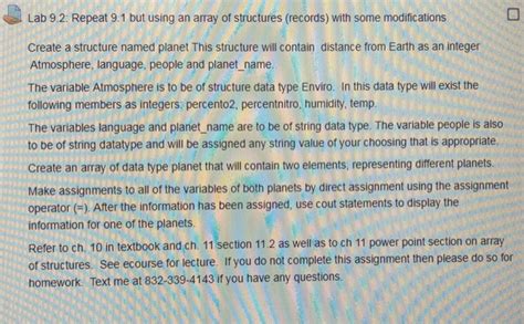 Solved Lab Repeat But Using An Array Of Structures Chegg