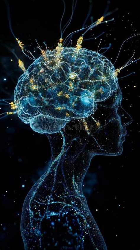 Digital Human Brain with Neural Pathways and Electric Activity Stock Image - Image of technology ...