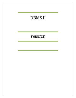 Tybsc Cs Dbms Notes PDF