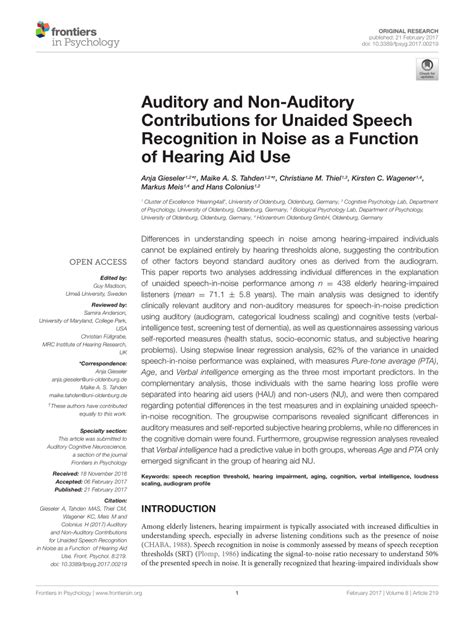 pdf auditory and non auditory contributions for unaided speech
