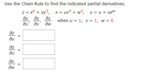 solved use the chain rule to find the indicated partial