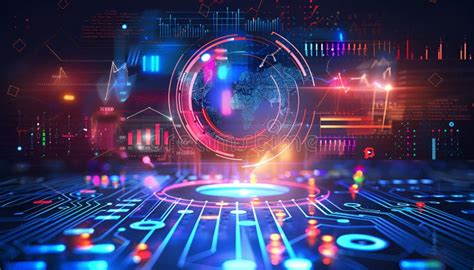 Futuristic Data Visualization With Abstract Technology Background Stock Illustration