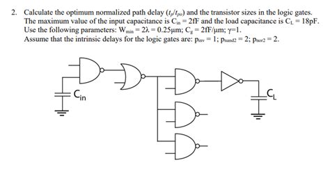 Solved Calculate The Optimum Normalized Path Delay Tptpo Chegg
