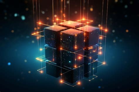 Premium Photo Abstract Scifi Cube With Particle And Line With Digital Indicators Technology