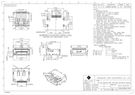90 Degree SMT DisplayPort DP Solder USB Connector With PI Tape 20Pin