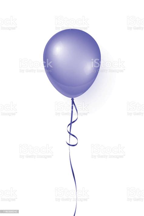 흰색 배경에 생일 파티 및 기타 휴일을위한 보라색 헬륨 풍선 비행 일러스트 배너 포스터 인사말 카드 전단지에 대한 벡터 현실적인 요소 3차원 형태에 대한 스톡 벡터 아트 및