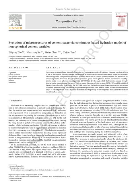 Pdf Evolution Of Microstructures Of Cement Paste Via Continuous Based Hydration Model Of Non