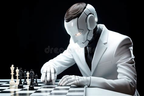 Android Robot Plays Chess Artificial Intelligence Training White