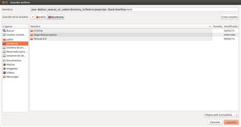 Java Button Save As Or Select Directory In Html Or Javascript Stack Overflow