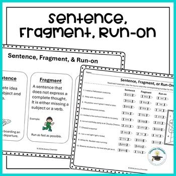 Sentence Fragment Run On By Literacy Chamber TPT