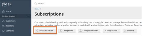 Creating A Subscription Plesk