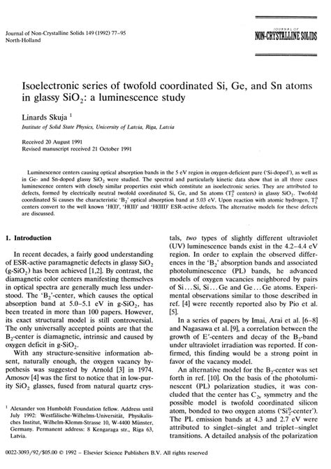 Pdf Isoelectronic Series Of Twofold Coordinated Si Ge And Sn Atoms