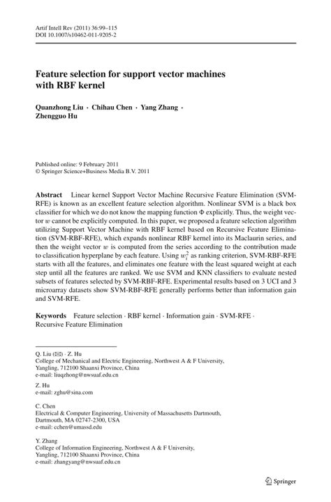 pdf feature selection for support vector machines with rbf kernel
