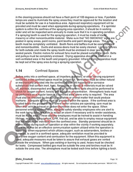 02 Code Of Safe Work Practices Osha Safety Manual