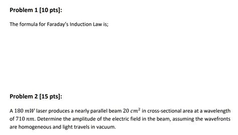 solved problem 1 [10 pts] the formula for faraday s induction law is