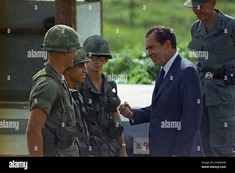President Richar Nixon With Soldiers During His Visit In South Vietnam