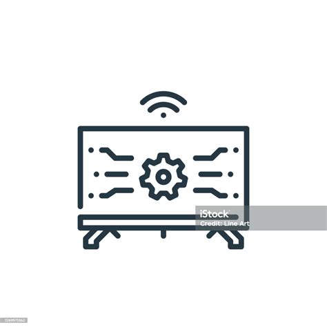 스마트 홈 컨셉의 스마트 Tv 아이콘 벡터 스마트 Tv 편집 가능한 스트로크의 얇은 선 그림 웹 및 모바일 앱 로고 인쇄