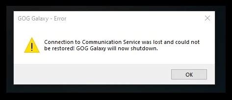 Connection To Communication Service Was Lost GOG Galaxy How To Fix Valibyte