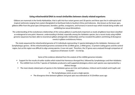 Molecular Evidence And Evolution Cie A Level Biology Teaching Resources