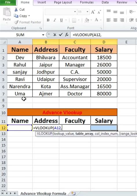 Advance Vlookup Formula Shorts Advance Excel Exceltips