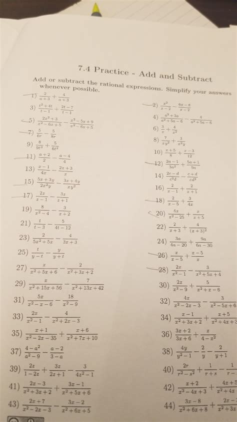solved 7 4 practice add and subtract add or subtract the