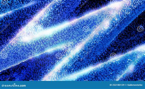 Blue Glowing Shiny Waves Abstract Background Stock Illustration